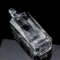 China 750ml 75cl Super Flint Square Embossed Glass Bottle with Screw Cap Rum Vodka Whisky for sale