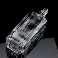 China 750ml 75cl Super Flint Square Embossed Glass Bottle with Screw Cap Rum Vodka Whisky for sale
