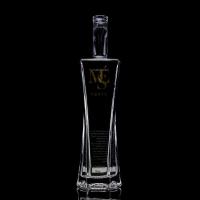 China Unique 750ml Square Shoulder Super Flint Glass Bottle With Cork for Rum Vodka Whisky for sale