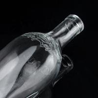 China 750ml Super Flint Round Shoulder Square Based Rum Vodka Liquor Glass Bottle With Cork for sale