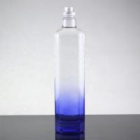 China 750ml Blue Square Glass Bottle with Gradient Color and Screw Cap Functional Features for sale