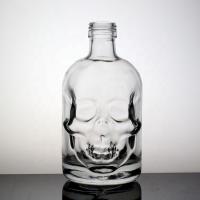 China Exquisite Frost Glass Skull Face Bottle For Liquor Decal Surface Handling for sale