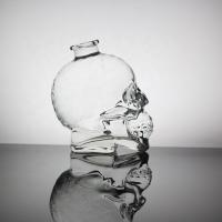 China Exquisite Frost Glass Skull Face Bottle For Liquor Decal Surface Handling for sale
