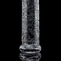 China Beautiful Dragon Embossed Glass Bottle With Golden Lid Customized Logo and Glass Base for sale