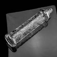 China Beautiful Dragon Embossed Glass Bottle With Golden Lid Customized Logo and Glass Base for sale