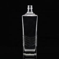 China Clear or Customized Glass Bottle 250ml 500ml 700ml 750ml Square Glass Liquor Bottle for sale