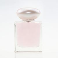 China Square Spray Transparent Glass Perfume Bottle With Pearl Cap 100ml for sale