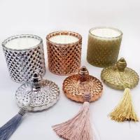 China Wholesale High Quality Crystal Geo Cut Glass Empty Candle Jars Holders With Lid In Bulk for sale
