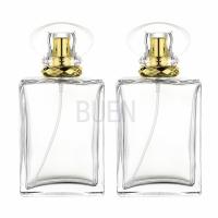 China Personalized Lucency Glass 100ml Perfume Bottle Square Climp 13mm for sale