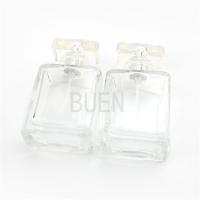 China 50ml Square Transparent Perfume Bottle With Multicolor Cap for sale