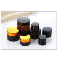 China Buen Gold Lid Amber Glass Jars Non BPA Durable Cosmetic Packaging Bottles for sale