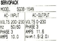 China SGDB-15AN Industrial Servo Drives 850w Yaskawa Input 10.0AMPS AC 50/60hz for sale