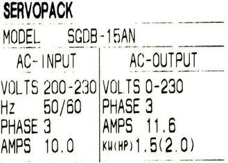 China SGDB-15AN Industrial Servo Drives 850w Yaskawa Input 10.0AMPS AC 50/60hz for sale