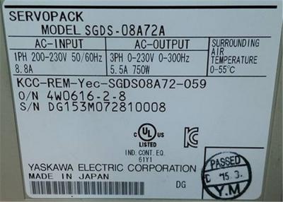 China 1 Phase 8.8A Industrial Servo Drives , Yaskawa Servopack SGDS-08A72A 750W Input for sale
