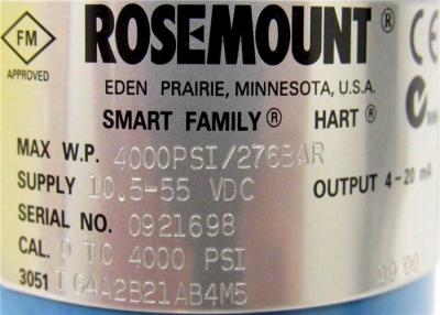 China Rosemount 3051TG In-Line Pressure Transmitter 3051TG4A2B21BB4M5K5  -14.7 to 4000PSI for sale