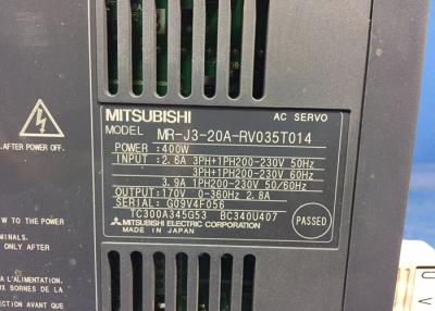 China MITSUBISHI Electric Amplifier MR-J3-20A-RV035T014 400W 2.6A Industrial AC SERVO DRIVE for sale