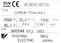 China Industrial Yaskawa 1500r/min  Servo Motor SGMGH-55A2A61 5500W  42.1A Made in Japan for sale