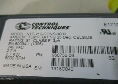 China Control Techniques Emerson Servo Motor NTE-212-CONS-0000 0.7KW Nidec Motors 240VAC 2.7A for sale