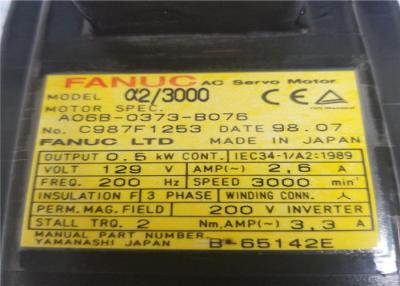 China 0.5KW Fanuc Industrial Servo Motor 129V AC Servo Motor A2/3000 A06B-0373-B076 for sale