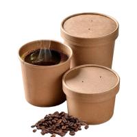 China Soup Cup Porridge Bucket Disposable Paper Cups Round 16oz With Lid Noodle Bowls for sale