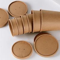China Soup Cup Porridge Bucket Disposable Paper Cups Round 16oz With Lid Noodle Bowls for sale
