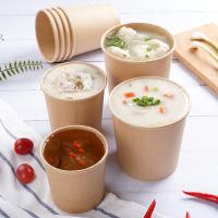 China Disposable Thickened Porridge Kraft Paper Soup Bowl Takeaway Packing for sale