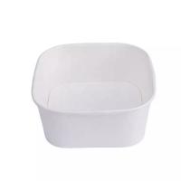 China Disposable Biodegradable Square Paper Bowl White 750ml For Noodle Rice Hot Food for sale