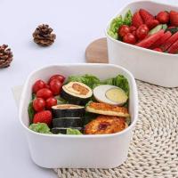 China Disposable Biodegradable Square Paper Bowl White 750ml For Noodle Rice Hot Food for sale