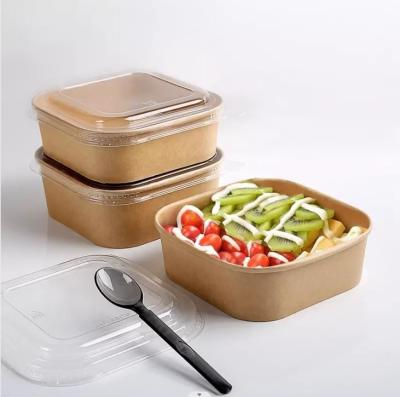 China Disposable Takeaway Paper Hot Food Container Square Paper Bowl 1000ml for sale