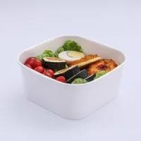 China 1400ml Square Lunch Bento Box Disposable Takeaway Paper Salad Bowl for sale