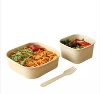 China 1400ml Square Lunch Bento Box Disposable Takeaway Paper Salad Bowl for sale