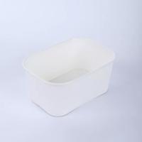 China Salad Take Away Rectangle Paper Bowl Disposable With Lid for sale