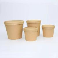 China 8oz Disposable Fast Food Container Brown Kraft Hot Soup Paper Bowl And Cup for sale