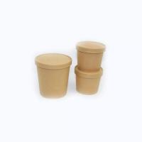 China 8oz Disposable Fast Food Container Brown Kraft Hot Soup Paper Bowl And Cup for sale
