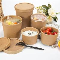 China Kraft Take Away 10oz Disposable Paper Soup Bowls For Hot Food Gold Foiled Food Container for sale