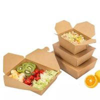 China Disposable Paper Take Out Food Containers Microwaveble Folding Natural Kraft Boxes for sale
