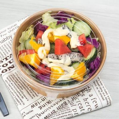 China ODM/OEM Emballages Alimentaires Round Brown Biodegradable Eco-Friendly Take Away Salad Fast Kraft Paper Packaging Bowl for sale