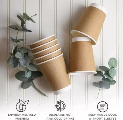 China Double PE Coating Recyclable Coffee Disposable Paper Cups With Paper Lid for sale
