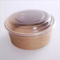 China 1300ml Paper Large Disposable Salad Bowl With Lid For Food Packing for sale