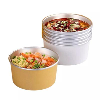China 1235ml Aluminum Foil Paper Bowl With Lid Insulated Leak Proof Paper Bowl for sale