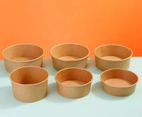China Disposable PE Coating Single Wall Kraft / White Paper Salad Containers 500ml for sale