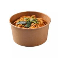 China Custom Recyclable Kraft Paper Salad Bowls Brown Kraft Soup Paper Bowls With Lids for sale