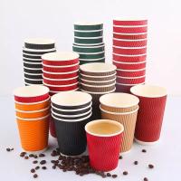 China Custom Logo Stylish Design Ripple Double Wall Insulated Takeout Hot Coffee Paper Cup With Lids for sale