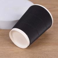China Fashion And High-end Appearance Black 22oz 630ml Paper Ripple Cups For Coffee Shop for sale
