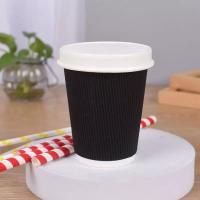 China Fashion And High-end Appearance Black 22oz 630ml Paper Ripple Cups For Coffee Shop for sale