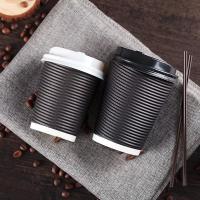 China Fashion And High-end Appearance Black 22oz 630ml Paper Ripple Cups For Coffee Shop for sale