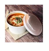 China Snack Food Take Away White Printed 32 Oz Disposable Soup Bowl for sale