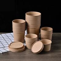 China Custom Disposable Food Grade Ink 850ml Disposable Paper Soup Bowls for sale