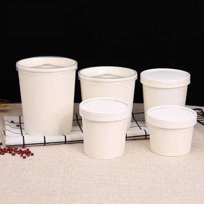 China Cold Liquids Take Away BPA Free Soup Noodle Custom Print Disposable White Paper Bowl for sale