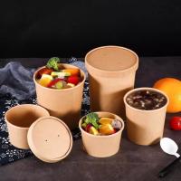 China Desserts PE Coated 30ozDisposable Food Grade Biodegradable Eco Paper Food Container Kraft Soup Bowl for sale